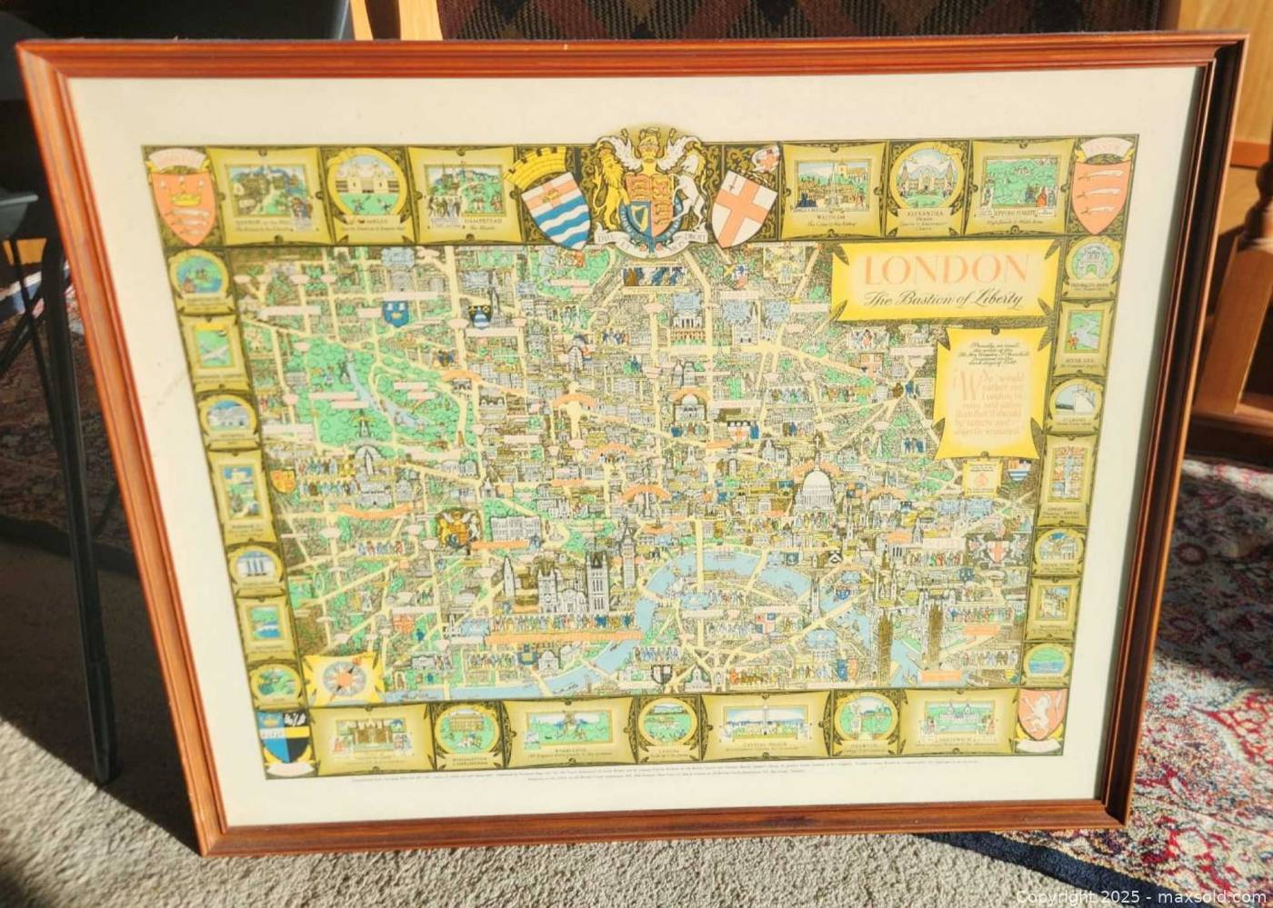 Framed illustrated London map print | Maxsold
