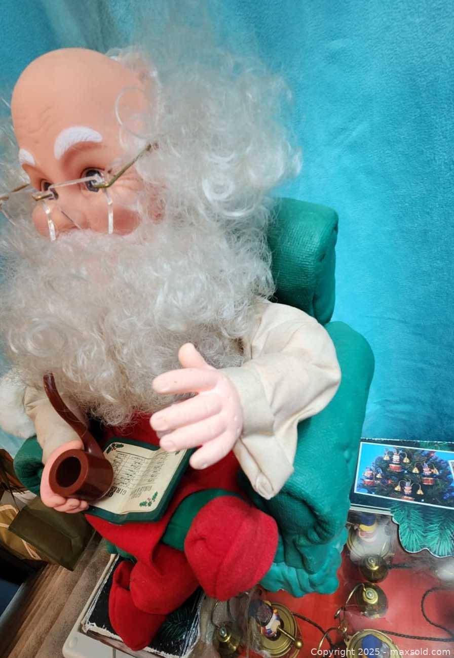 Animatronic Santa in Chair & Santa’s Marching Band bell set | Maxsold
