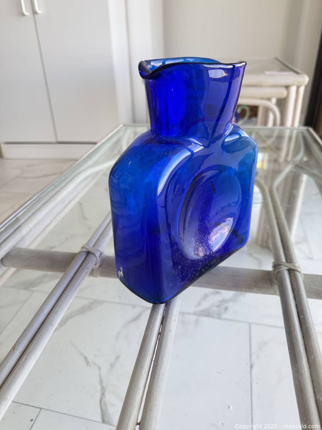 Cobalt blue Blenko glass bottle vase | Maxsold