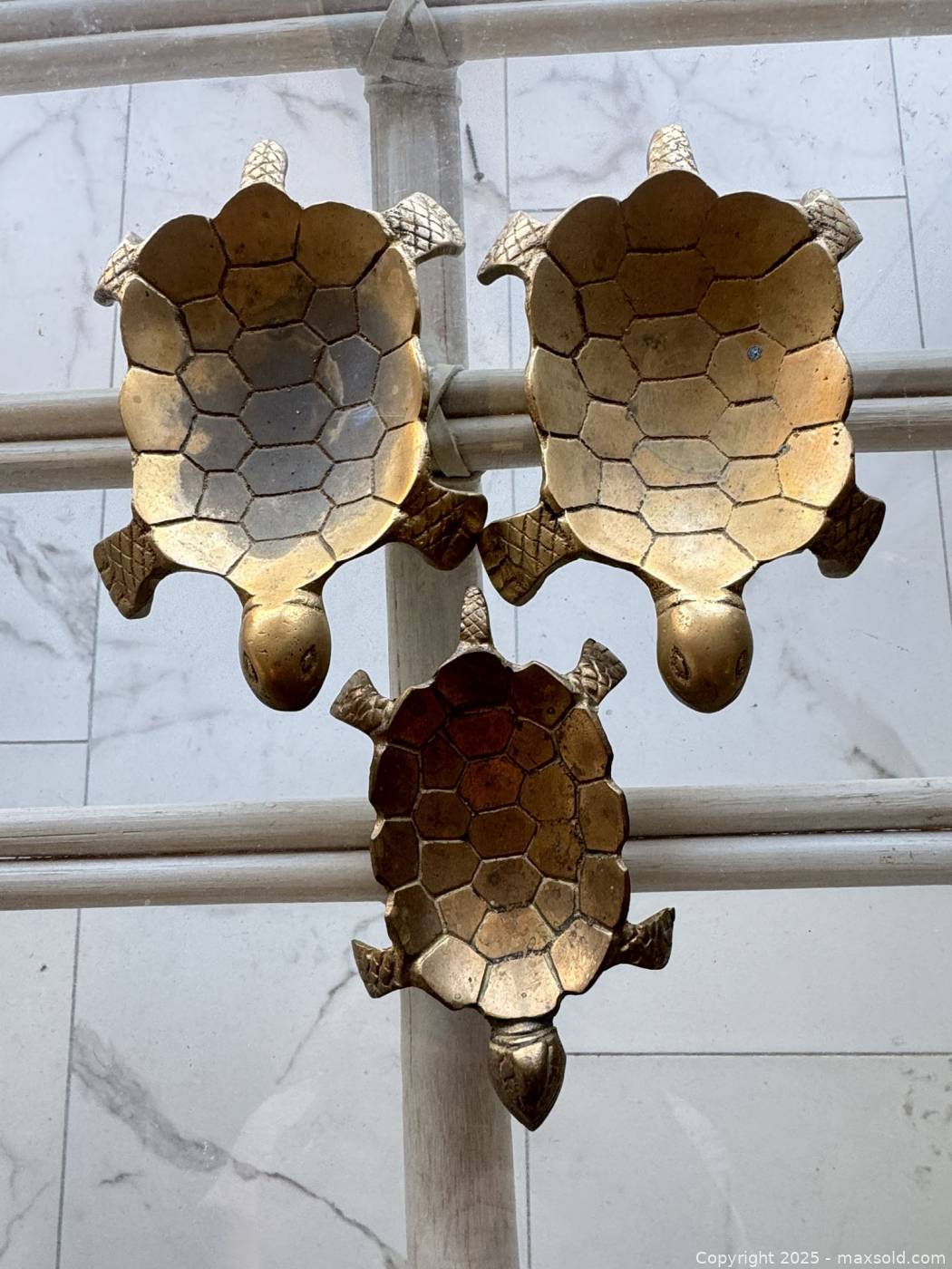Brass turtle trays, rocking kangaroo, key hooks | Maxsold
