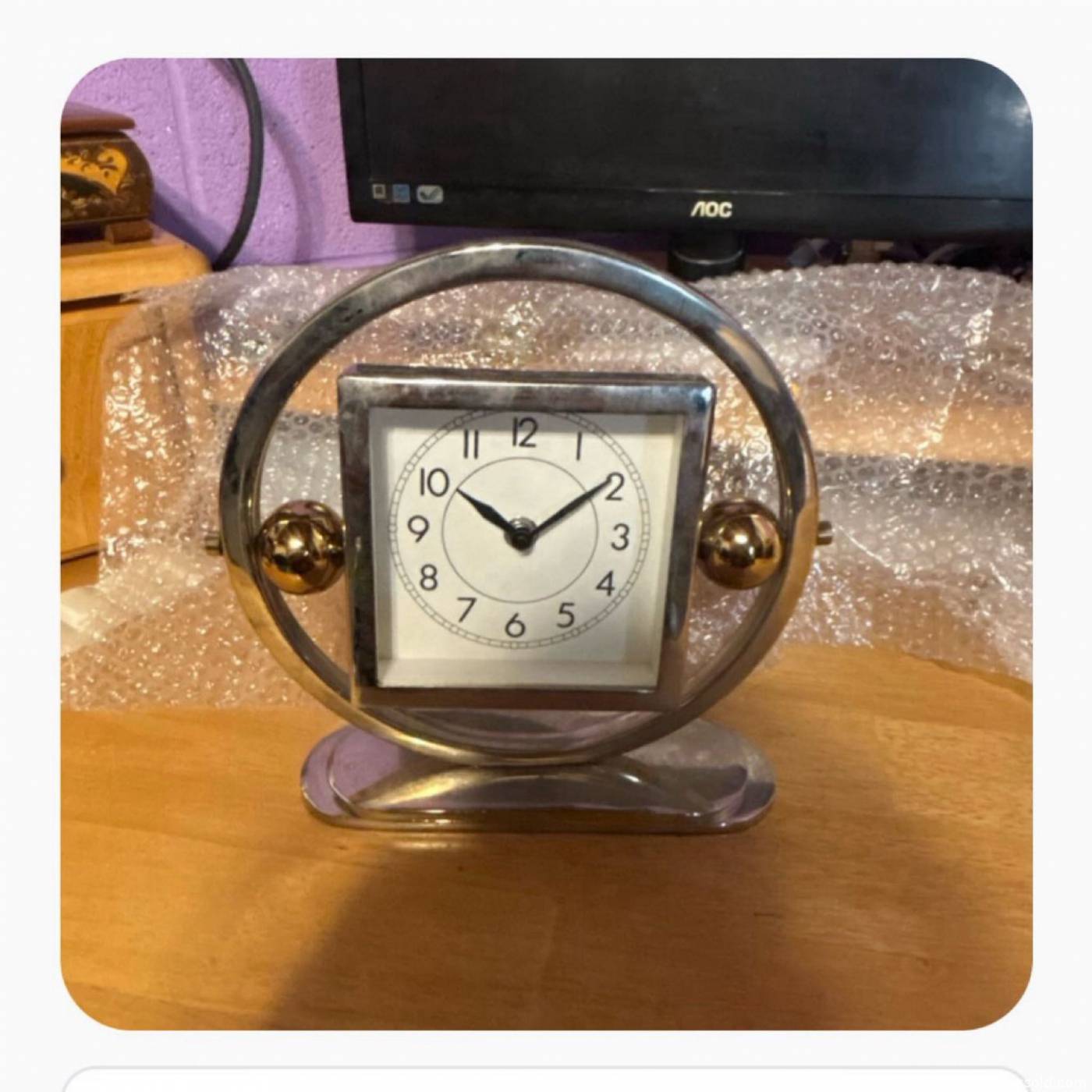 Art Deco chrome and brass-tone table clock | Maxsold