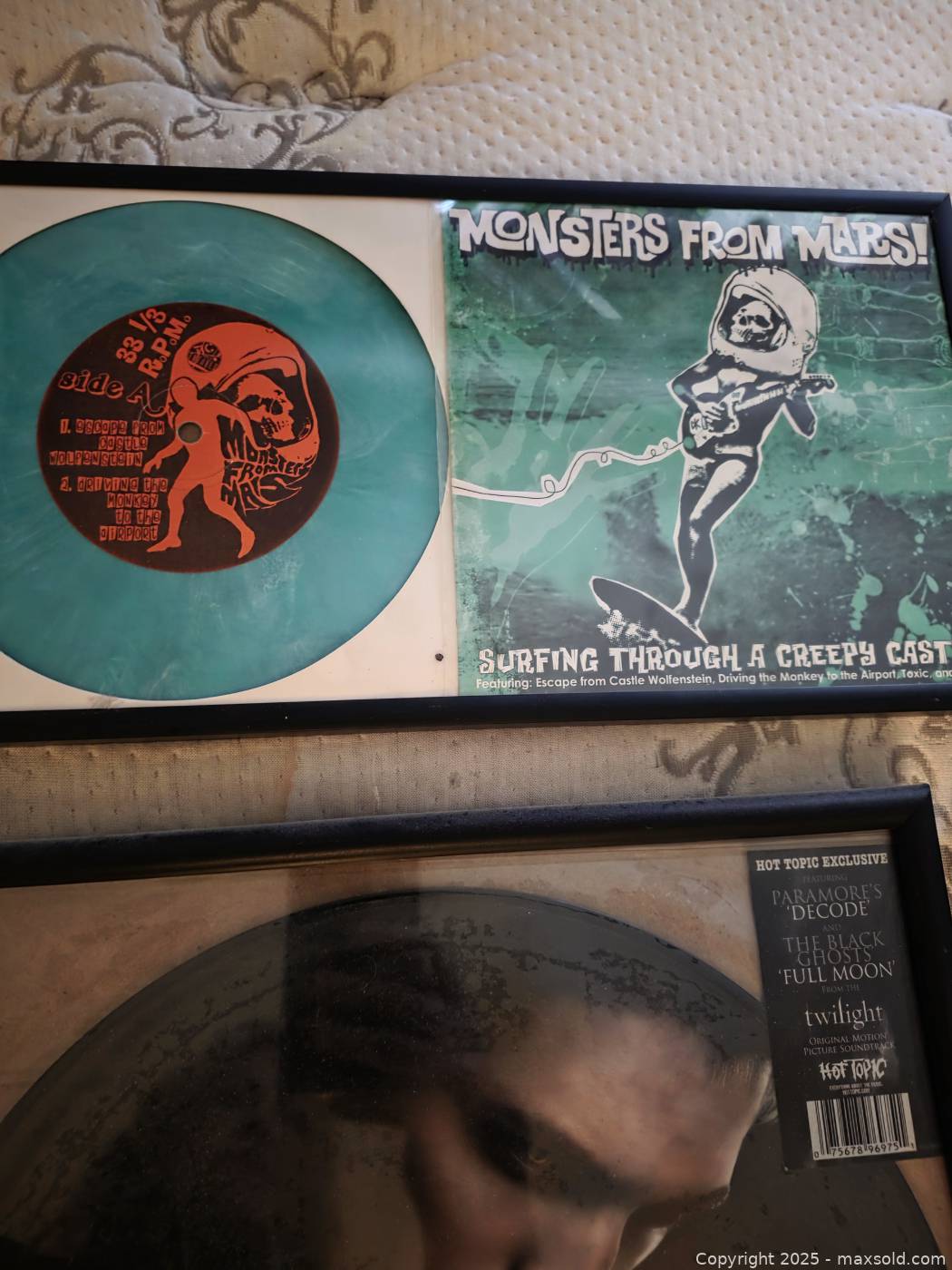 Lot of 5 framed vinyl record art & prints | Maxsold