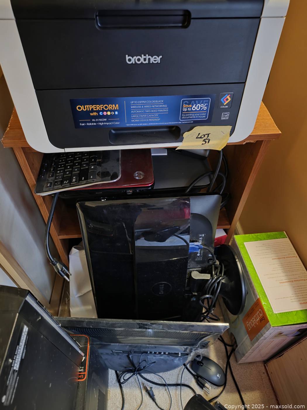 Brother color laser printer, two monitors, two laptops, peripherals ...