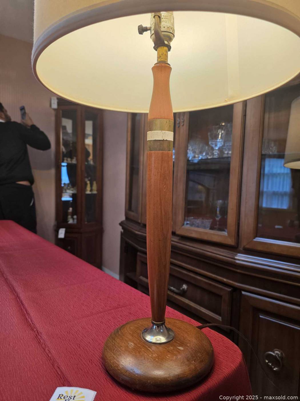 Teak Table Lamp And Two Brass Lamps | Maxsold