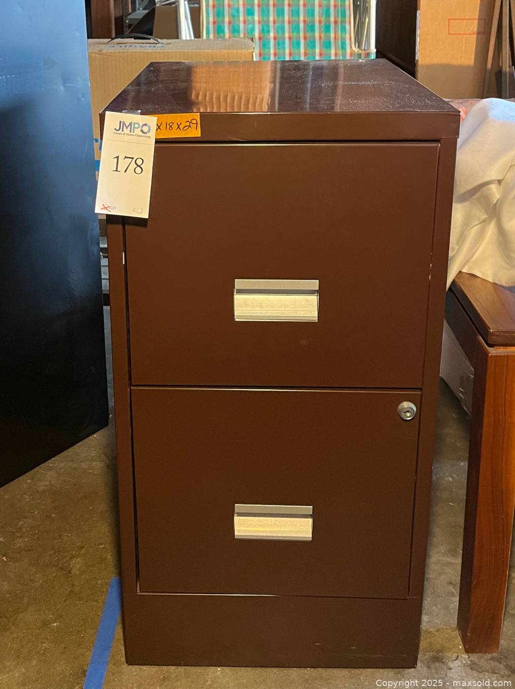 Chocolate brown 2-drawer metal filing cabinet | Maxsold