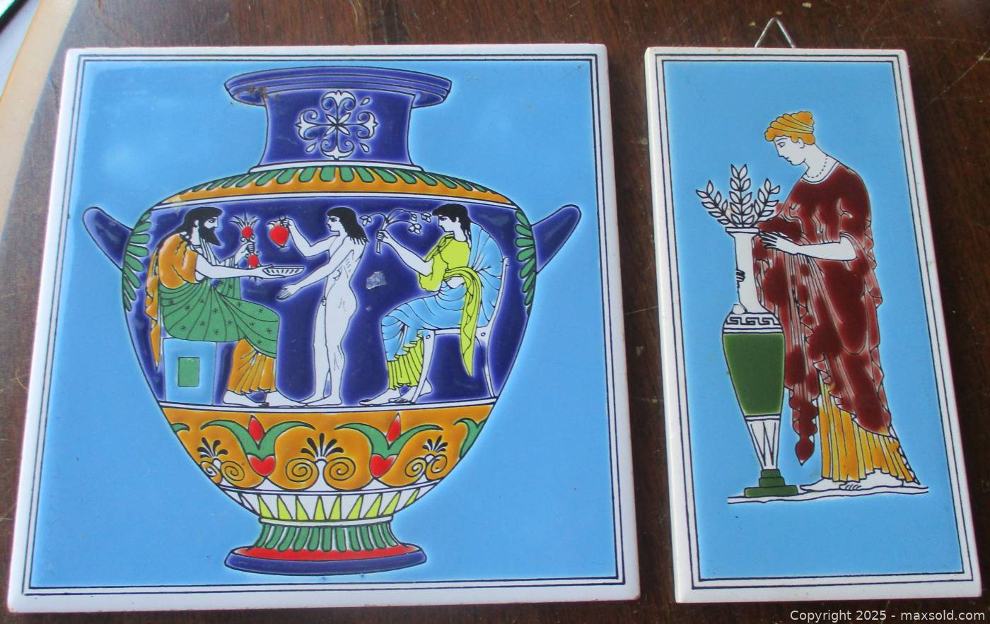 Pair of Greek ceramic tiles | Maxsold