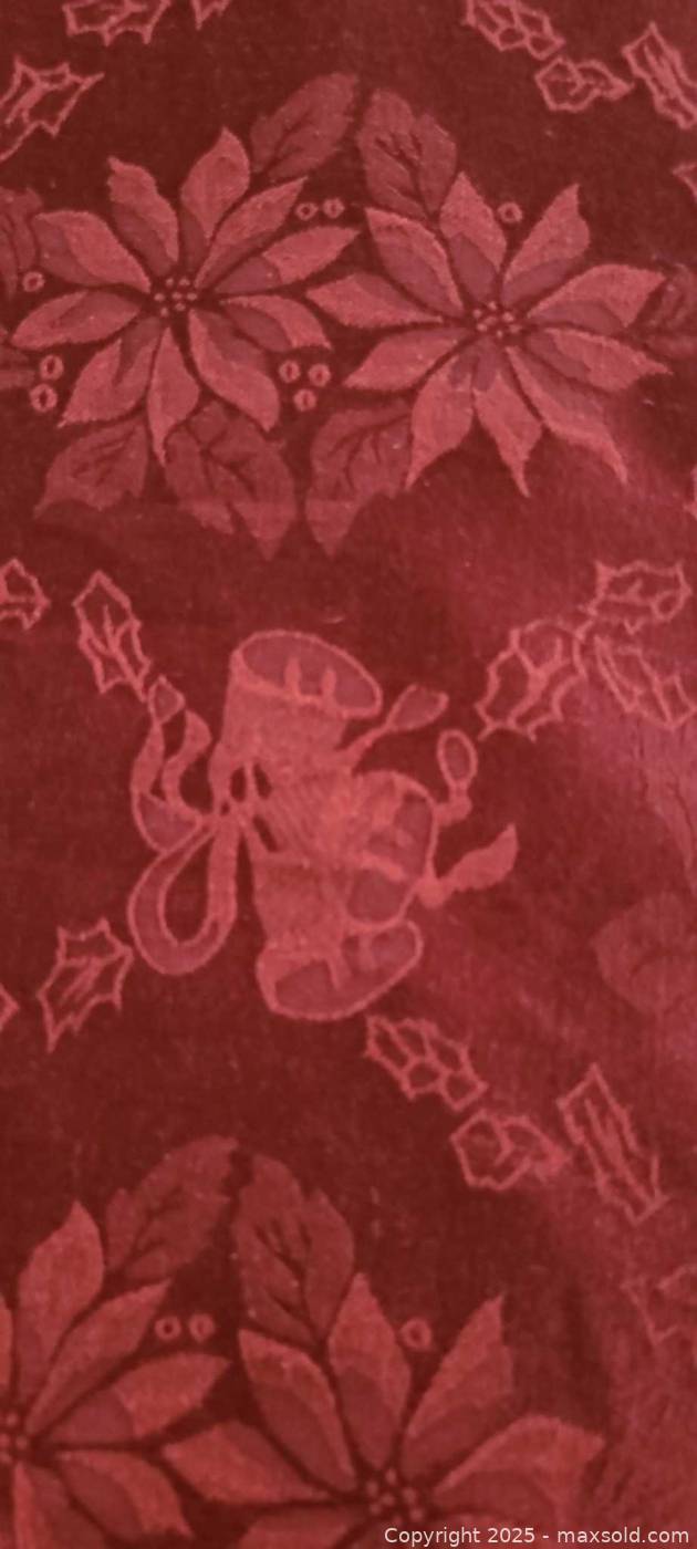 Round Deep Red Christmas Tablecloth 64" | Maxsold