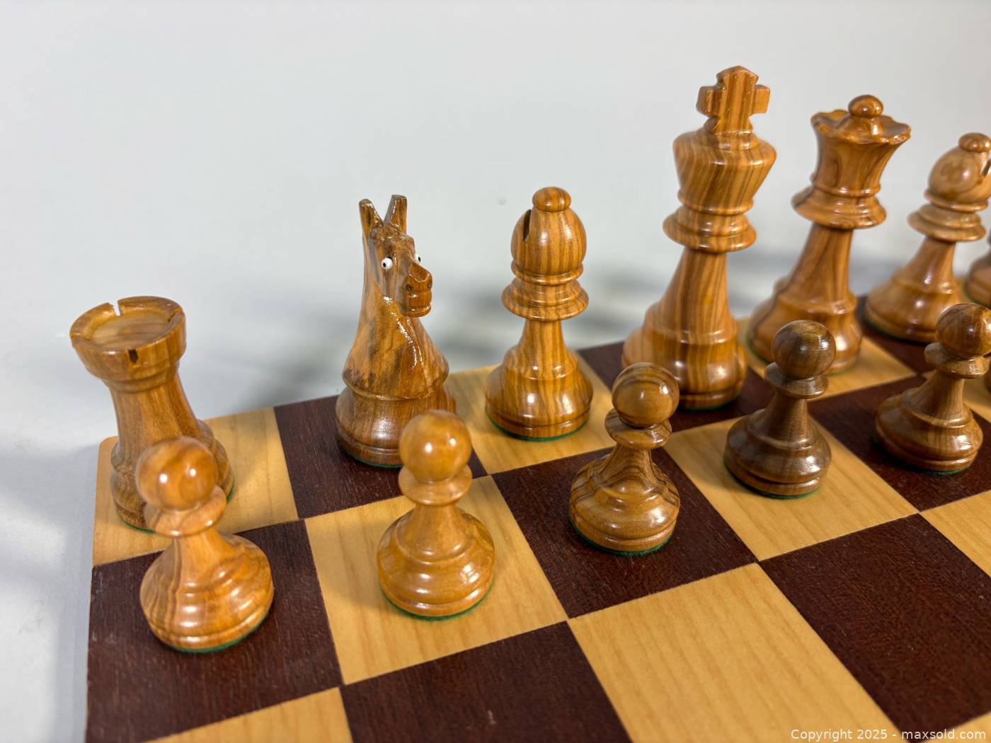 Foldable 13" x 13" Wooden Chess Board, Two Complete Sets of Hand-Carved ...