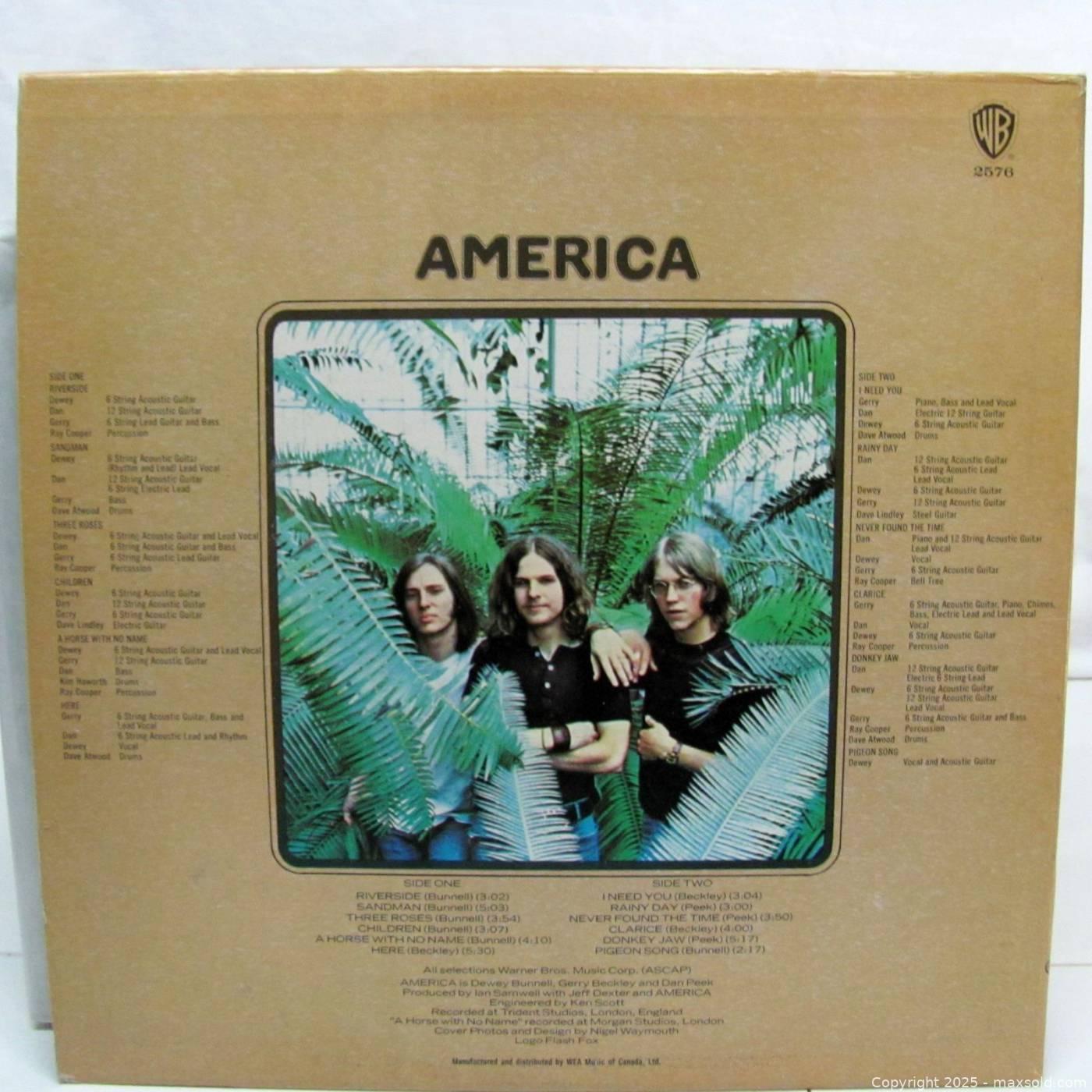 America self-titled vinyl LP, 1971 | Maxsold