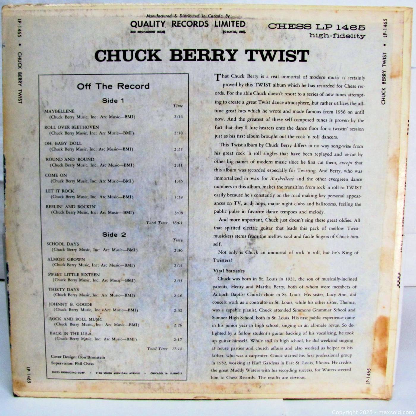 Chuck Berry Twist mono vinyl LP Chess LP-1465 | Maxsold