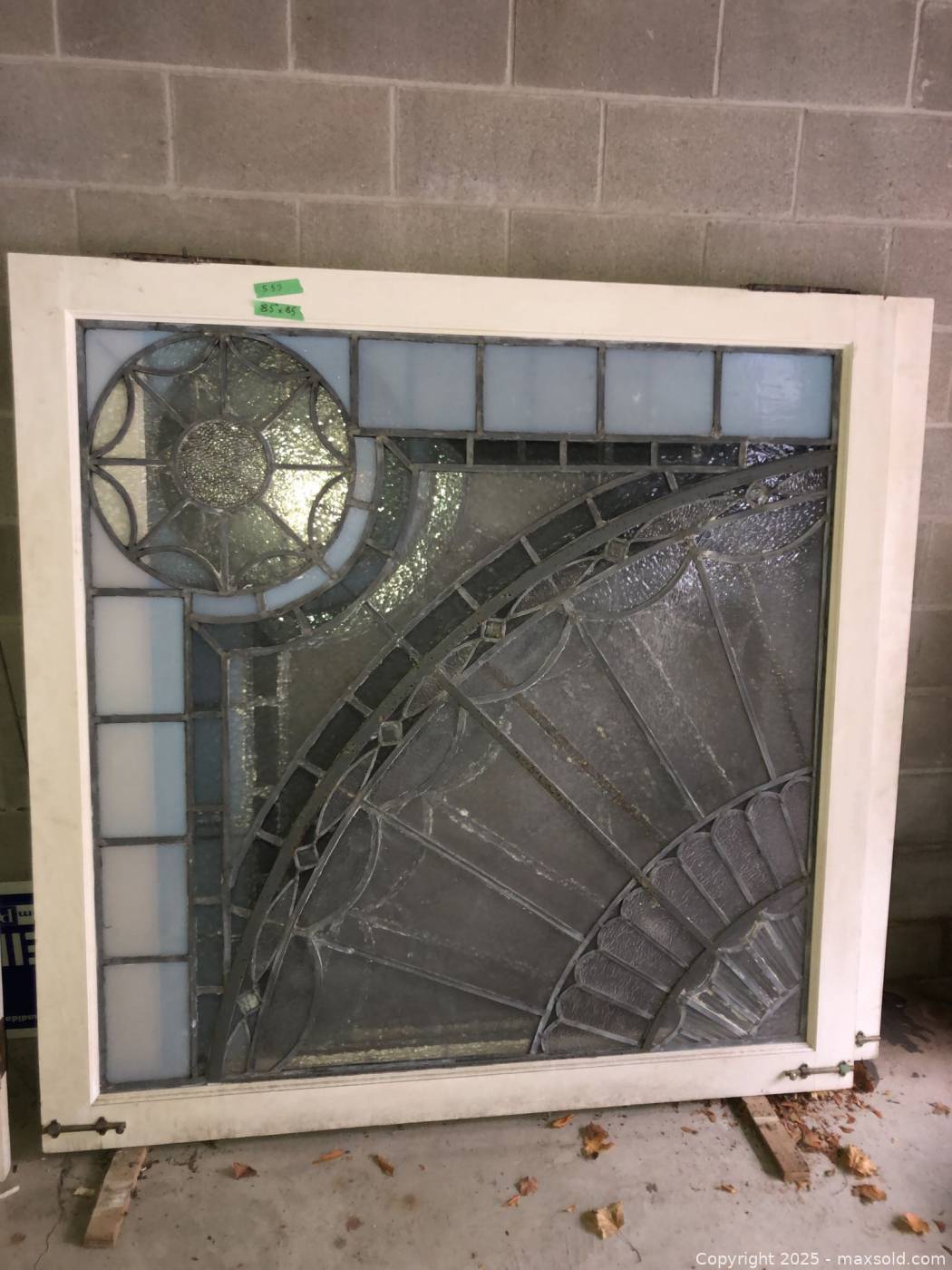 Four large stained glass window panels | Maxsold