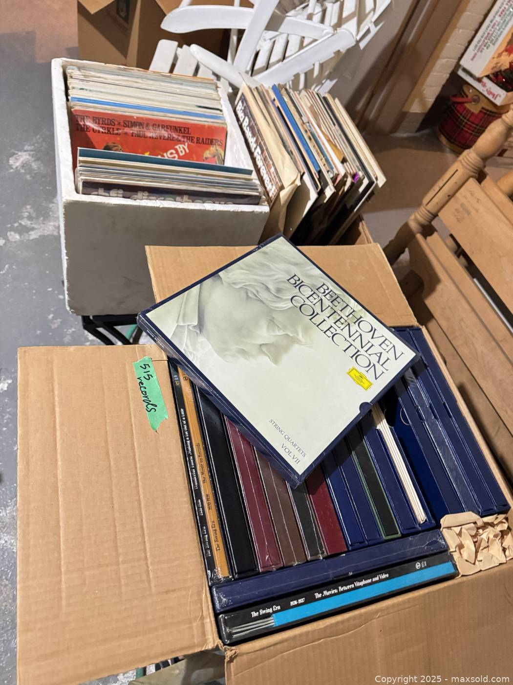 Three boxes of vinyl LP records | Maxsold