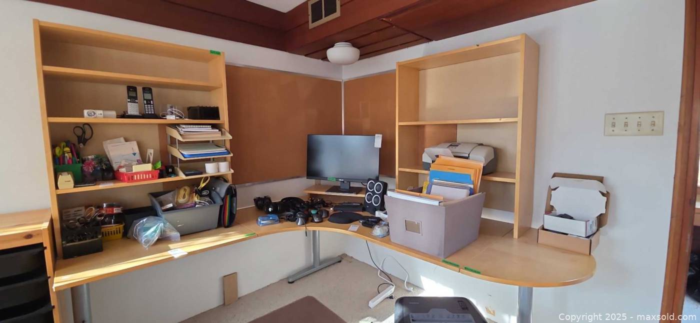 Light Maple Laminate L-Desk With 2 Hutches | Maxsold
