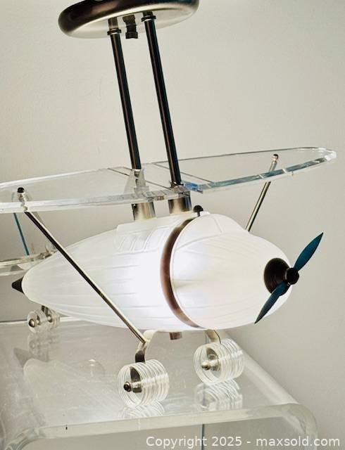 Modern Plexi & Glass Airplane Hanging Light | Maxsold
