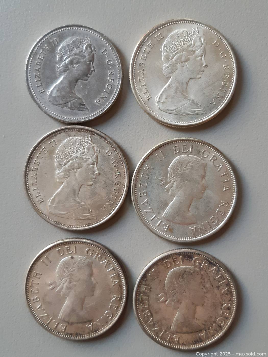 Canadian 50-Cent Coins 1962-1966, 1985 (6) | Maxsold