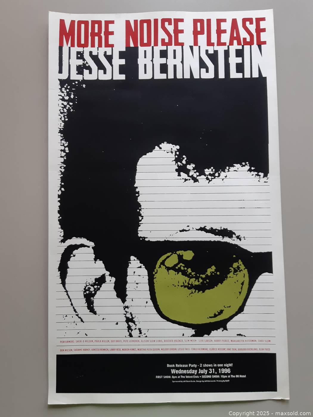 1996 More Noise Please Jesse Bernstein Poster 23 x 13.75 in | Maxsold