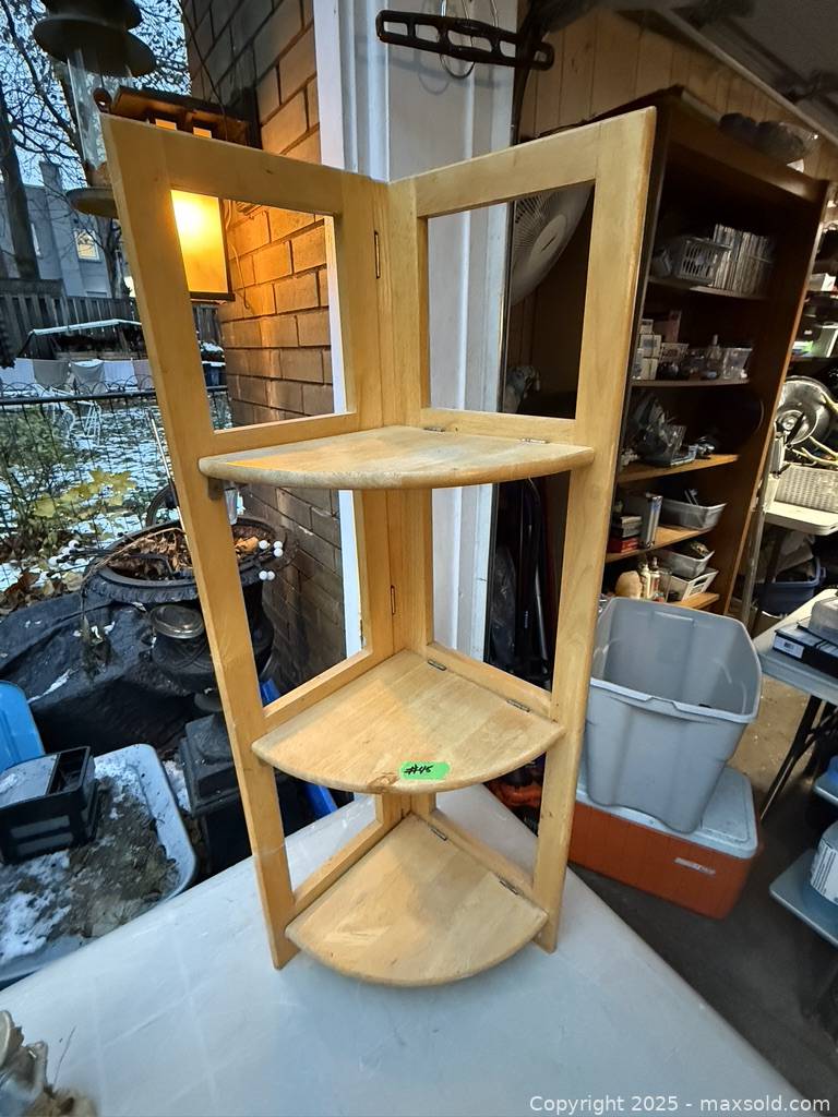 Vintage solid wood folding corner shelf | Maxsold