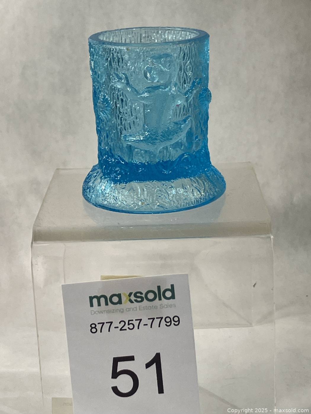 3 Monkeys Tree Stump Aqua Toothpick Holder | Maxsold