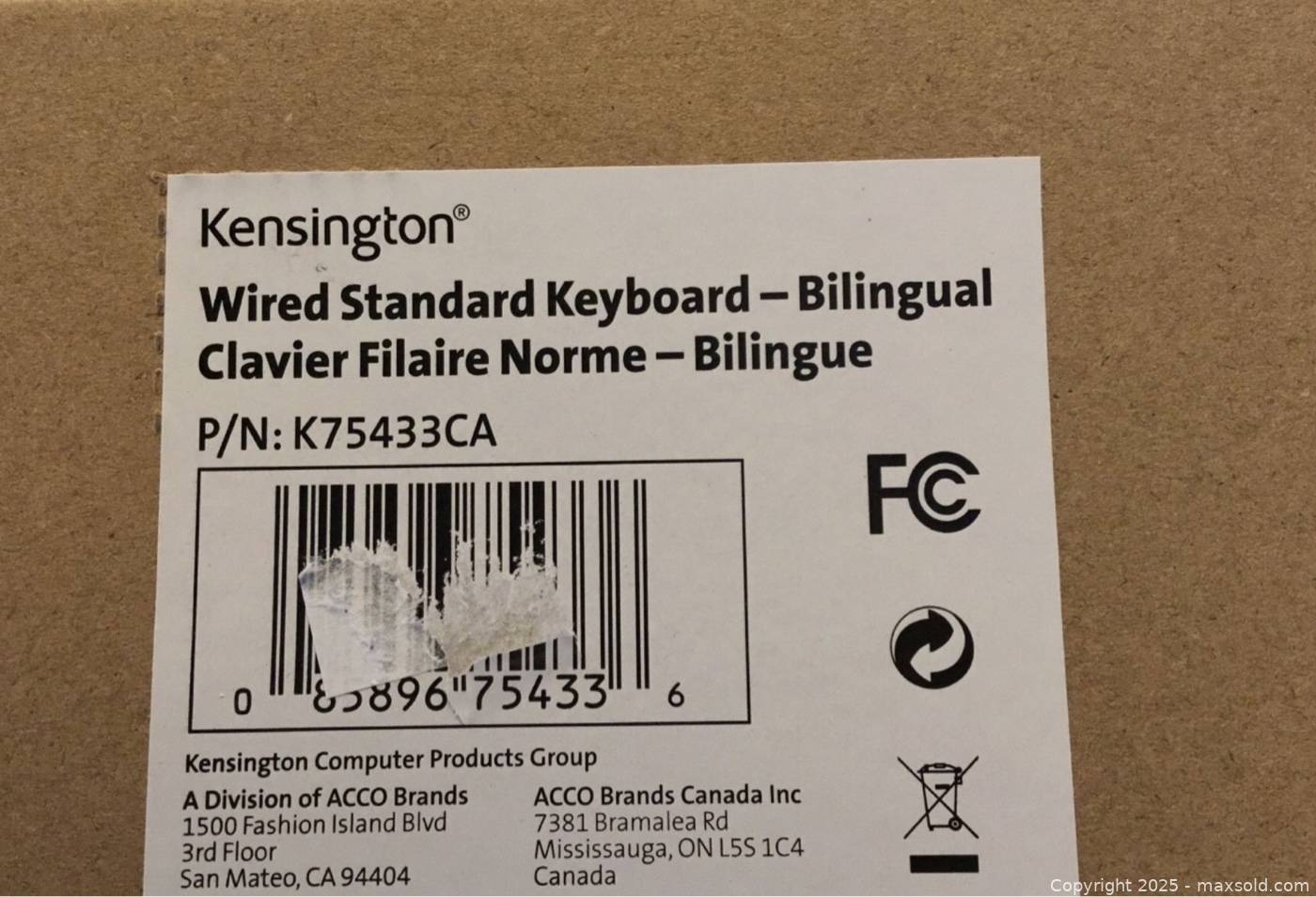 Kensington Wired Standard Bilingual Keyboard | Maxsold