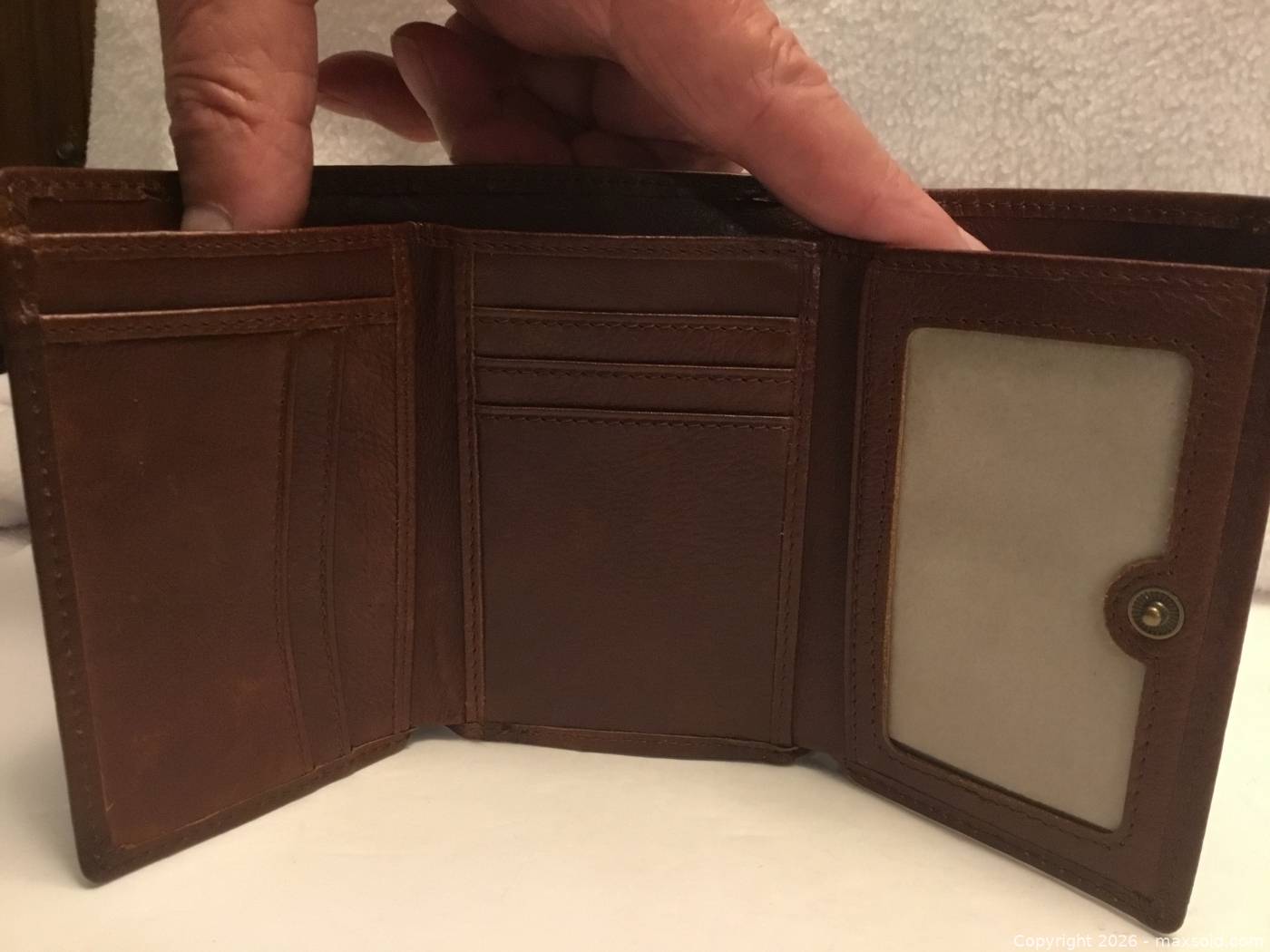 Brown Genuine Leather Trifold Wallet | Maxsold