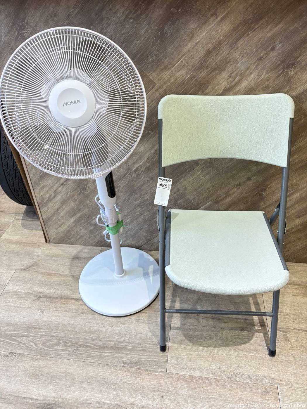 NOMA pedestal fan with folding chair | Maxsold