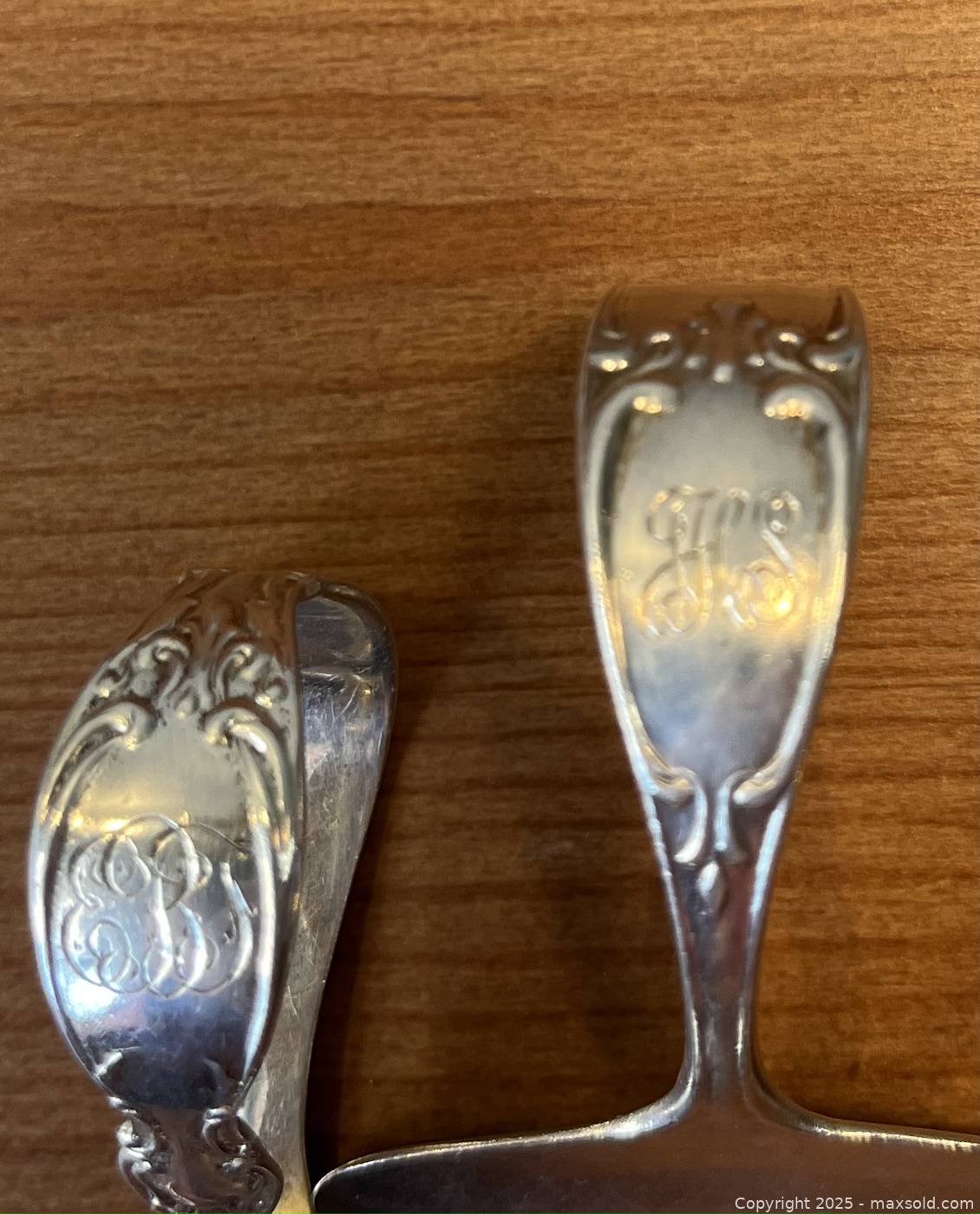 Sterling & silver-plate baby cutlery, gravy boat, cake server | Maxsold
