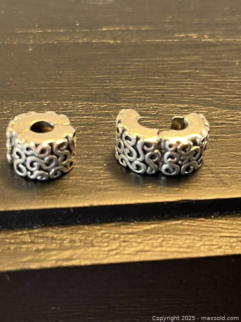 Pandora 925 Sterling Silver Hinged Scroll Clip Charms Pair | Maxsold