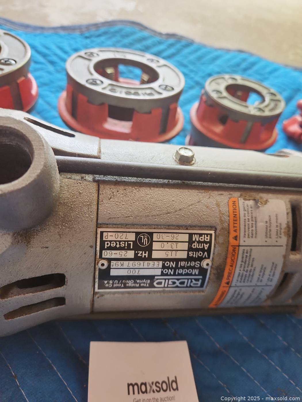 Ridgid 700 Electric Pipe Threader with 3 Dies | Maxsold