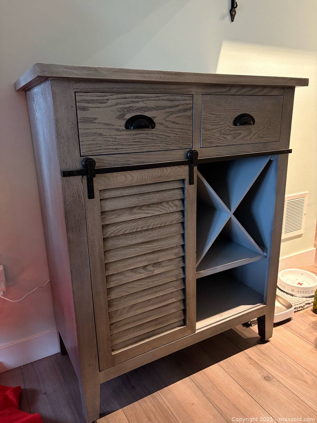 Wood-look storage and wine cabinet | Maxsold