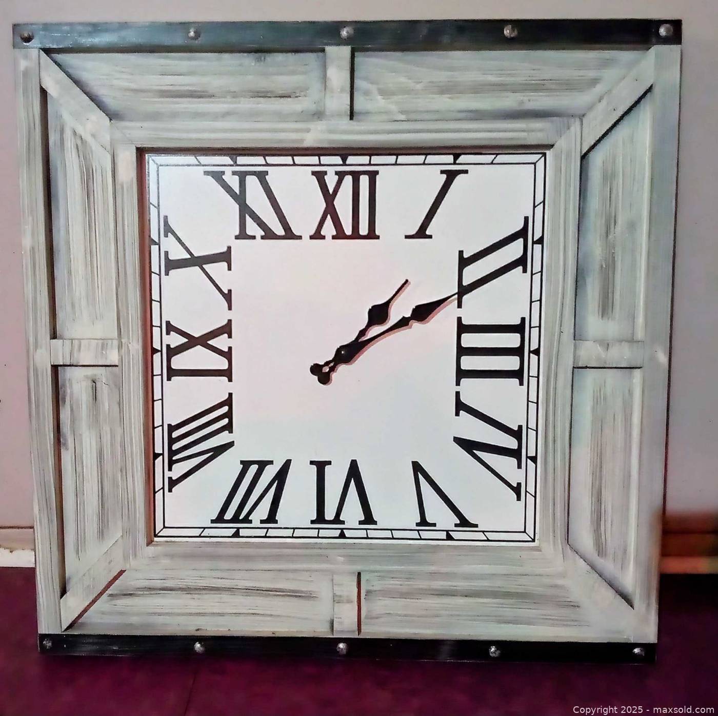 Whitewash Wood Roman Numeral Wall Clock | Maxsold