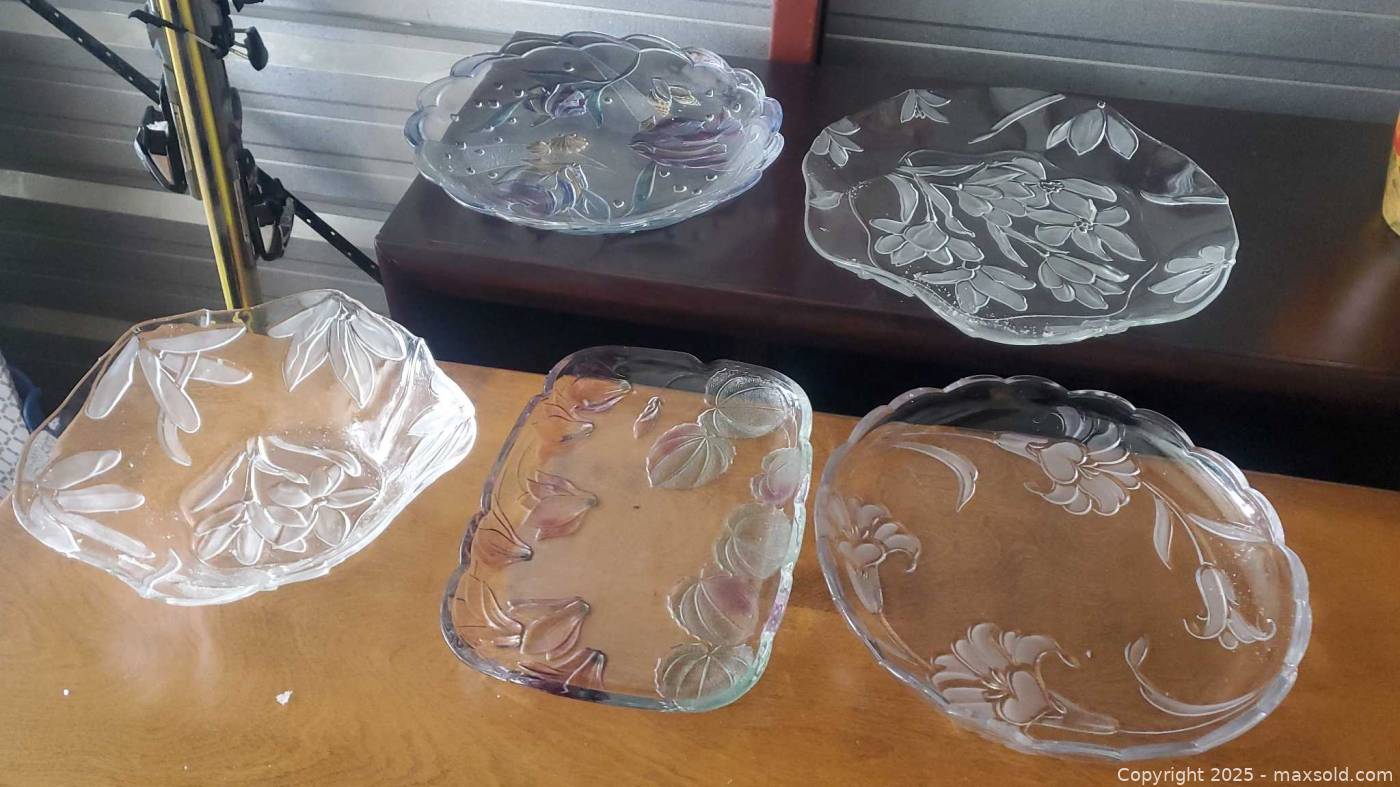 5 pressed glass serving plates | Maxsold