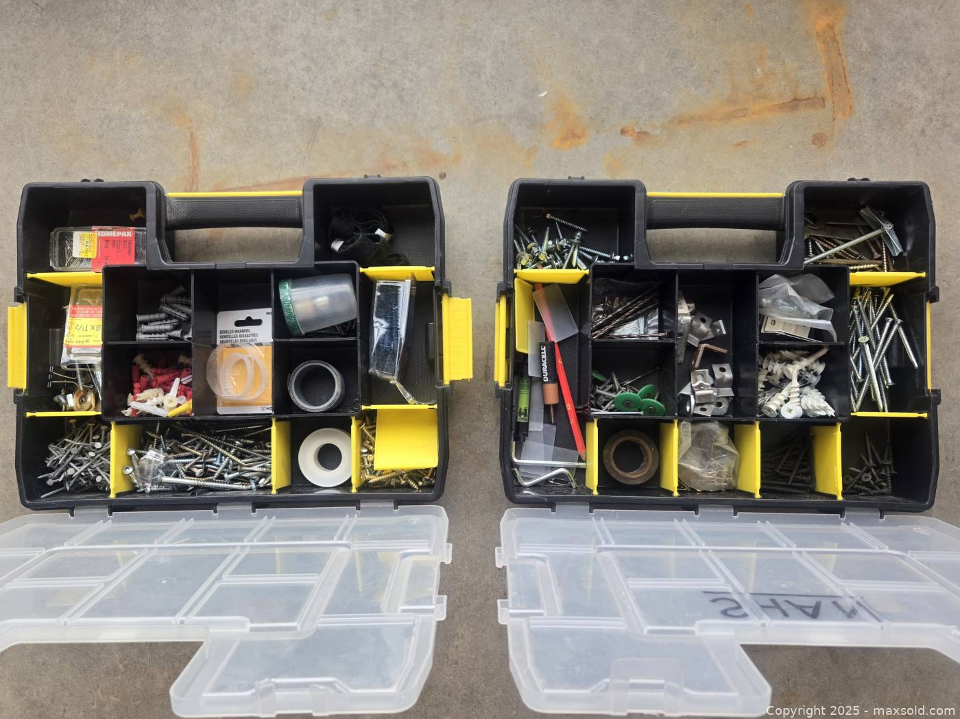 Stanley stackable storage organizers with mixed hardware | Maxsold