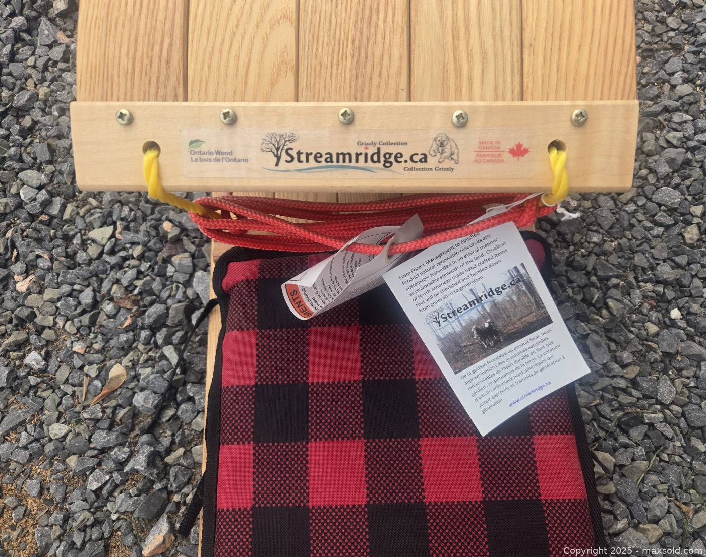 Streamridge 4-ft Grizzly wooden toboggan with seat pad | Maxsold