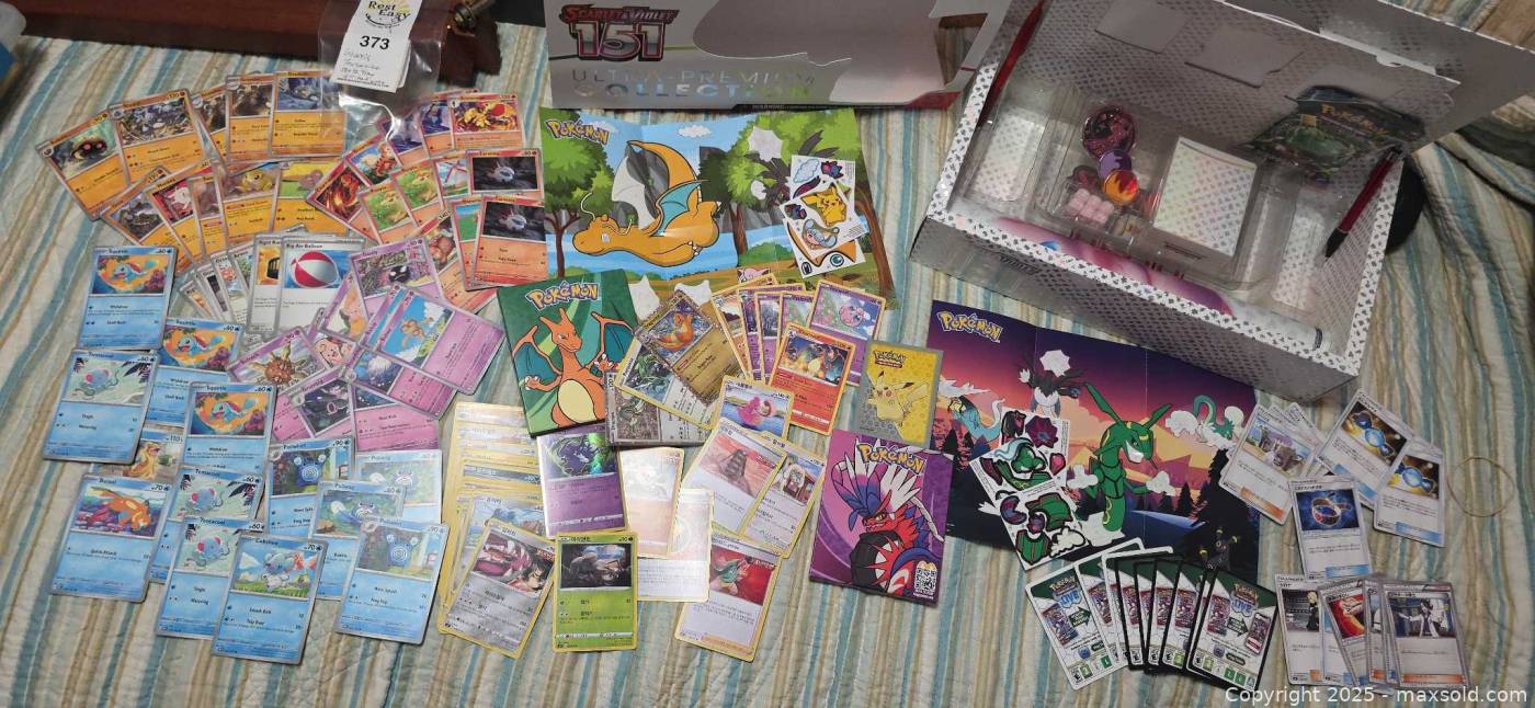 Pokémon TCG assorted cards, 151 box, tokens, Mew playmat, sticker ...