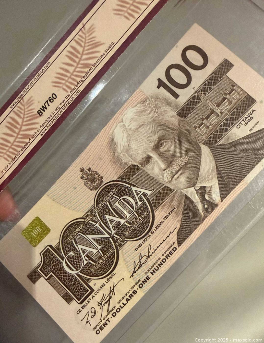 1988 $100 Canadian banknote | Maxsold