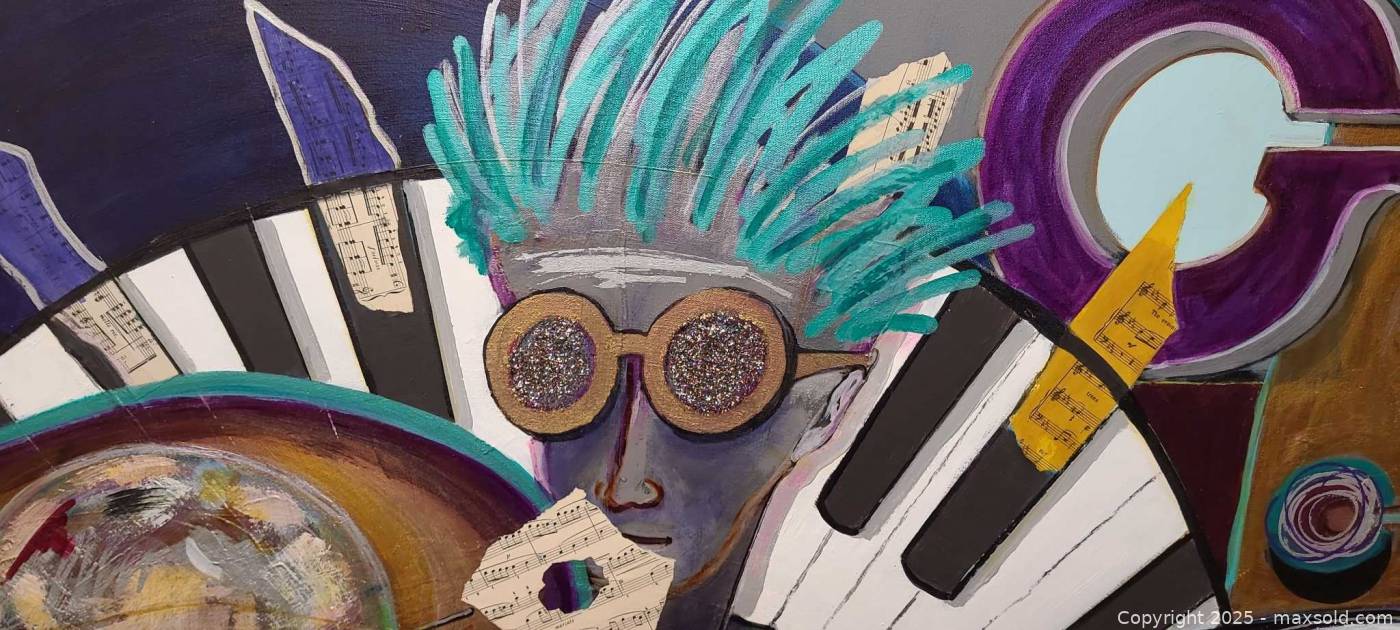Marc Jordan 72x36 Mixed-Media Portrait Painting | Maxsold