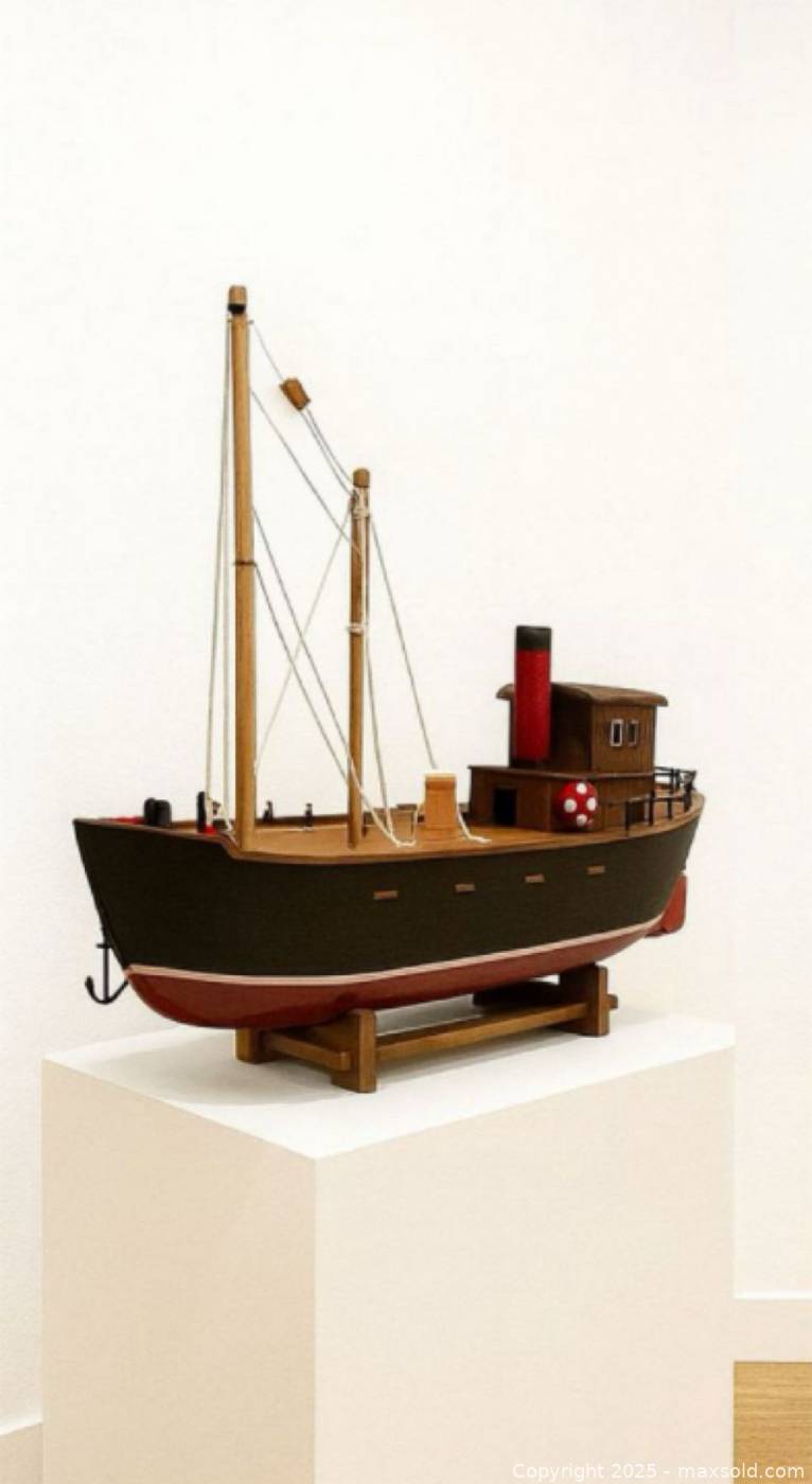 Hand-Crafted Wooden Tugboat Model | Maxsold