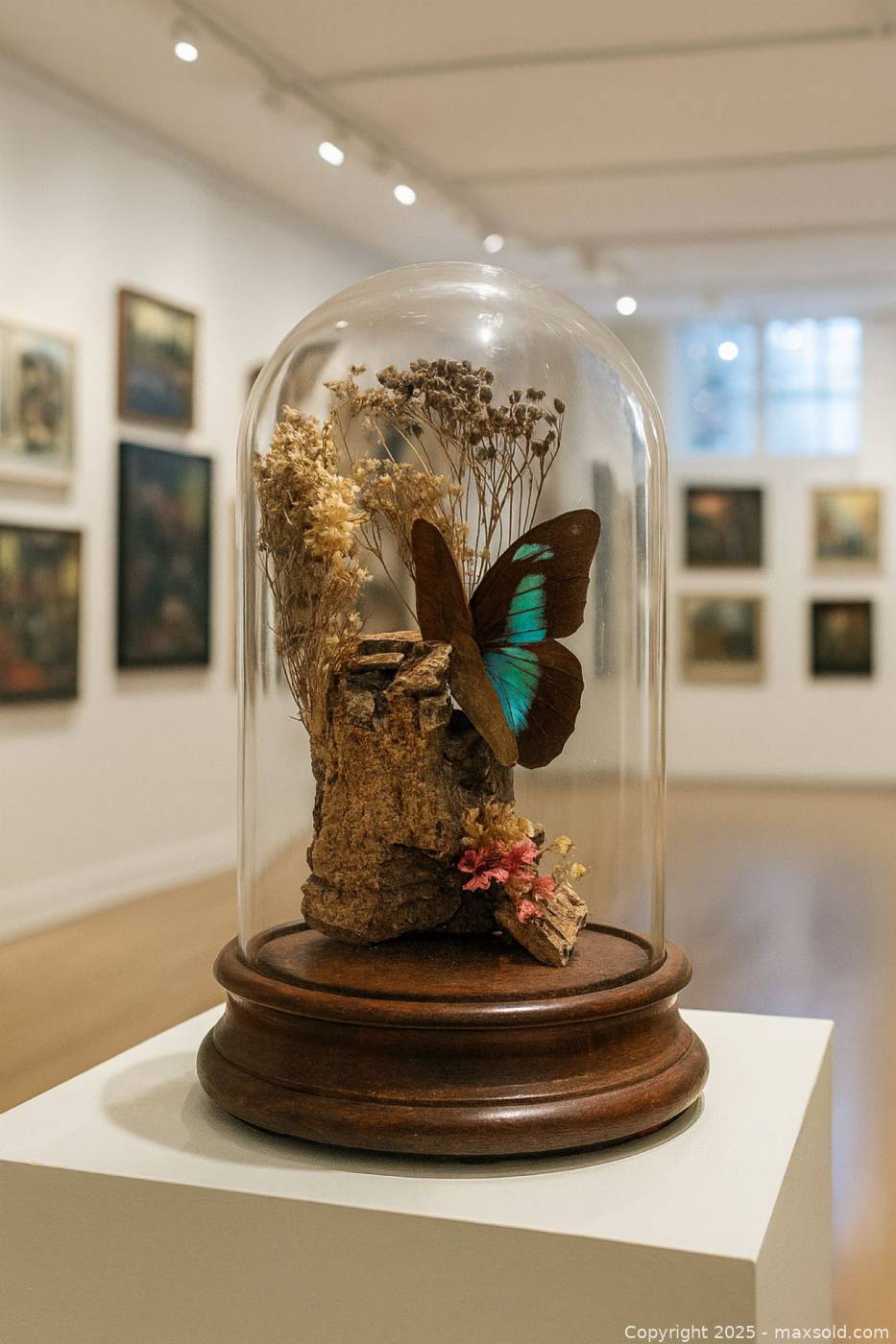 Glass dome with Blue Morpho butterfly display | Maxsold