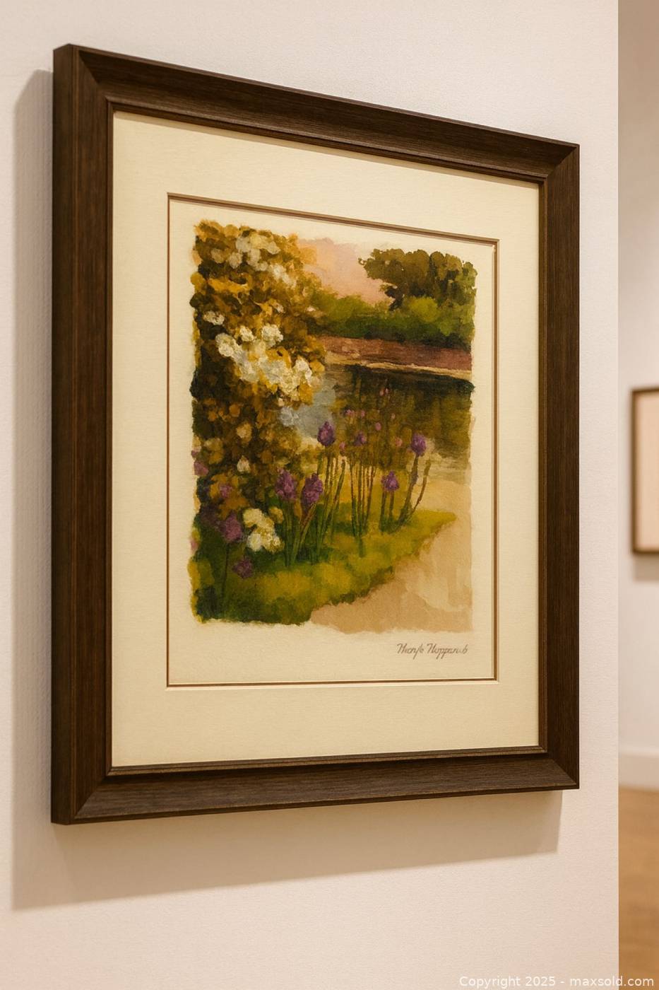 Signed M. Fitzgerald framed floral landscape painting | Maxsold