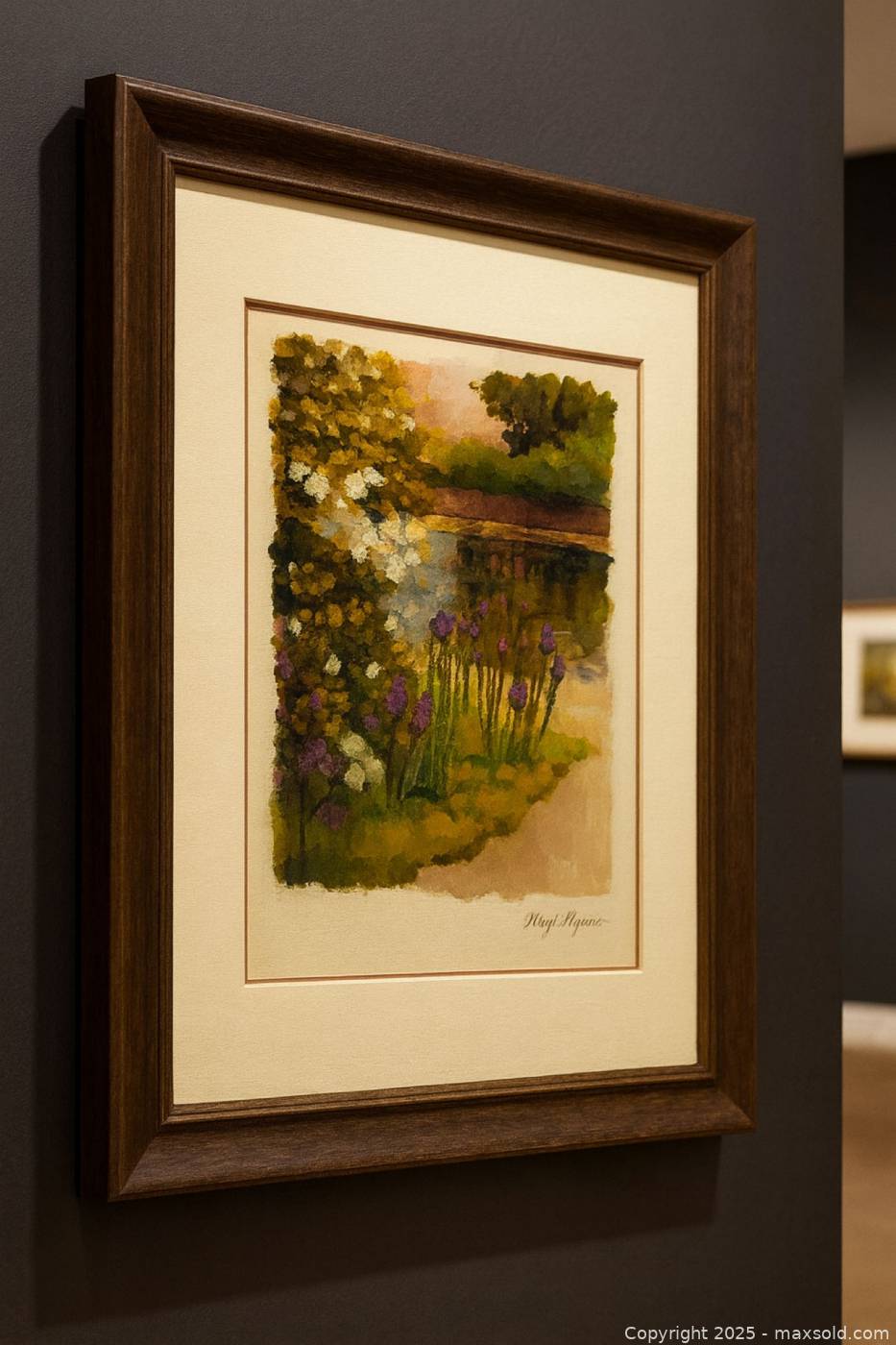 Signed M. Fitzgerald framed floral landscape painting | Maxsold