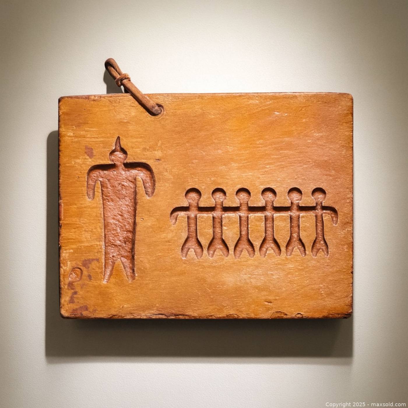 Hand-carved terracotta plaque with stylized human figures | Maxsold