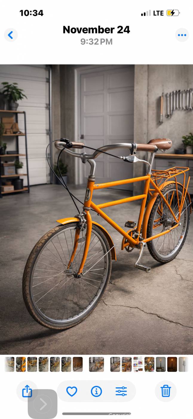 Brooklyn Cruiser orange bicycle with rear rack | Maxsold