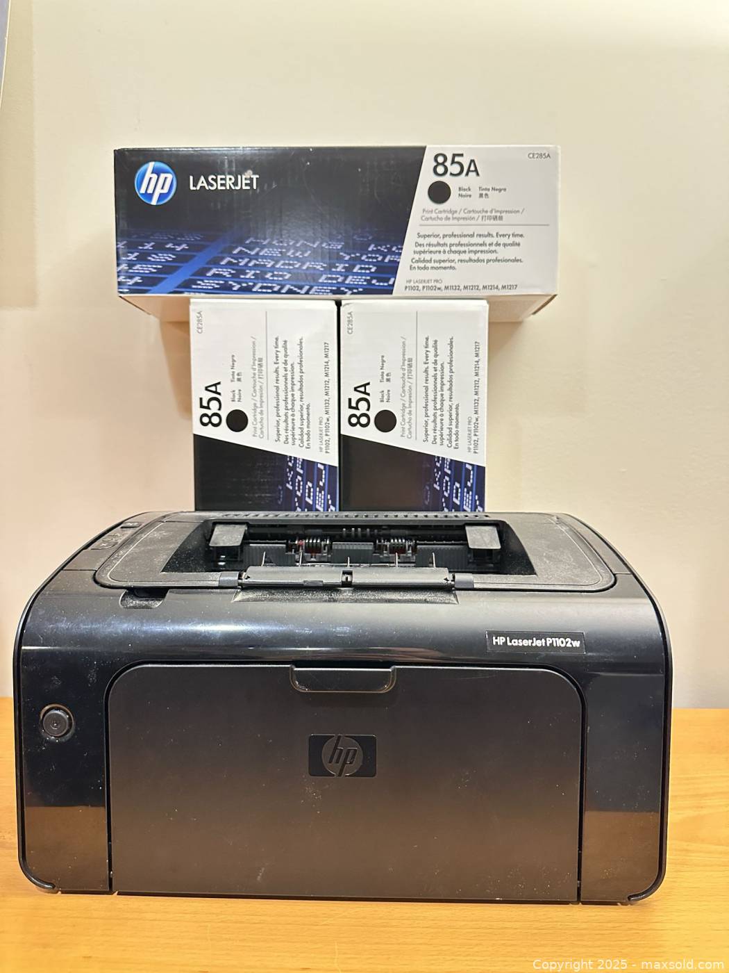 HP LaserJet P1102w Printer With 3 85A Toner | Maxsold