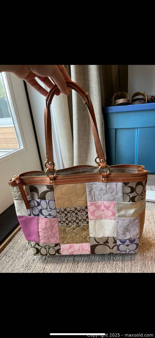 Leather Coach Patchwork Tote Shoulder Bag | Maxsold