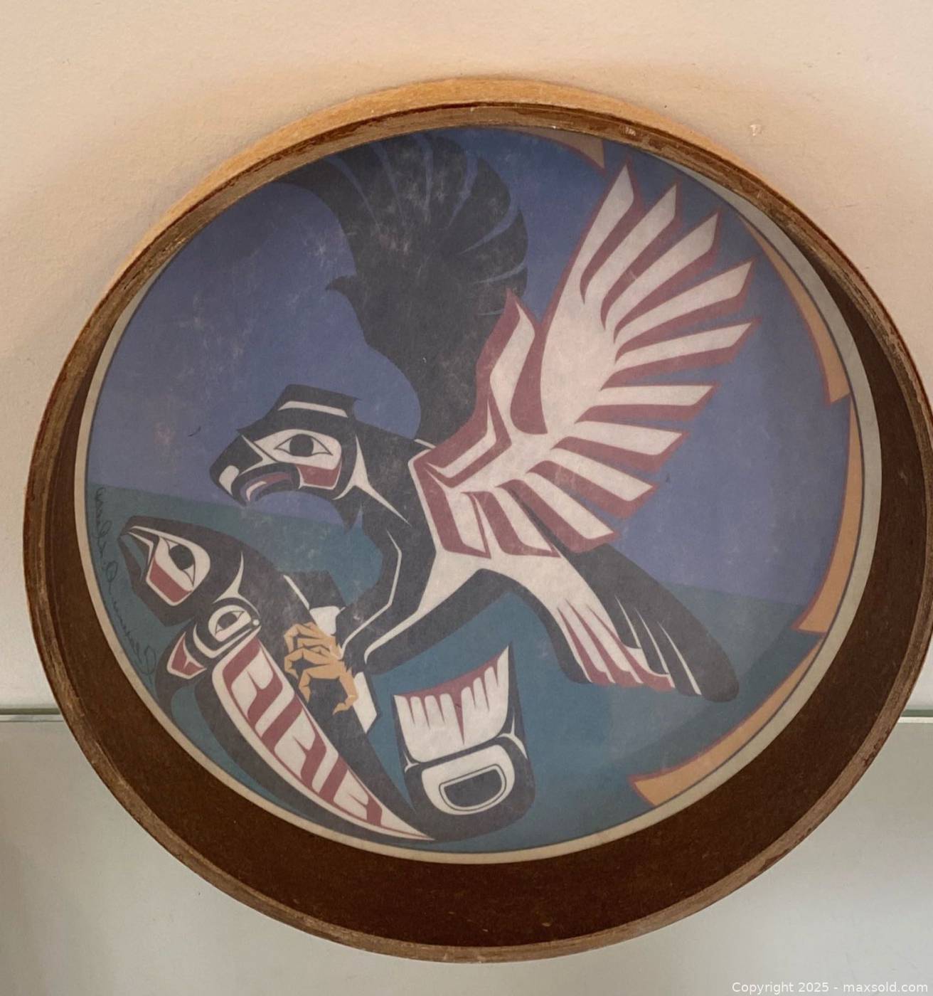 Handcrafted 11" Haida hand drum signed Clarence A. Wells | Maxsold