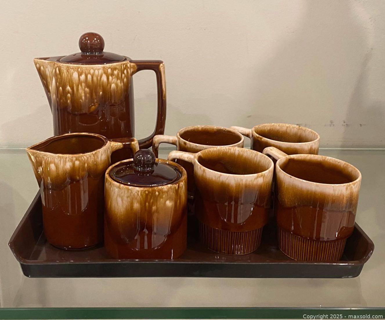Vintage Japanese brown drip glazed tea set | Maxsold
