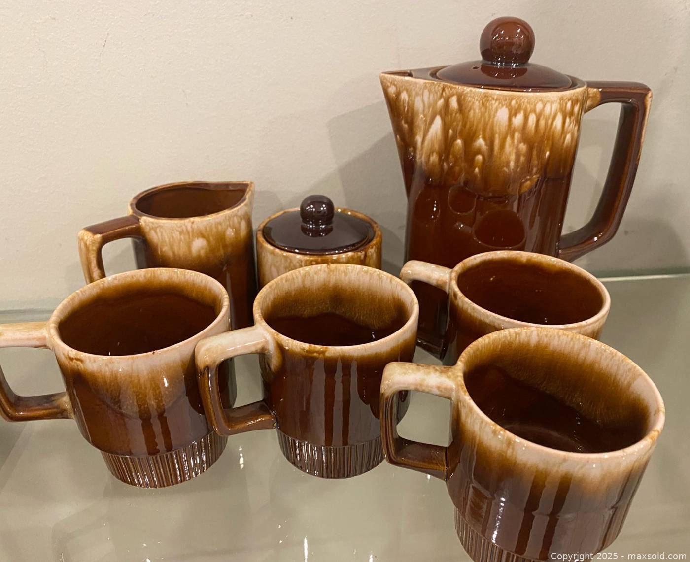 Vintage Japanese brown drip glazed tea set | Maxsold