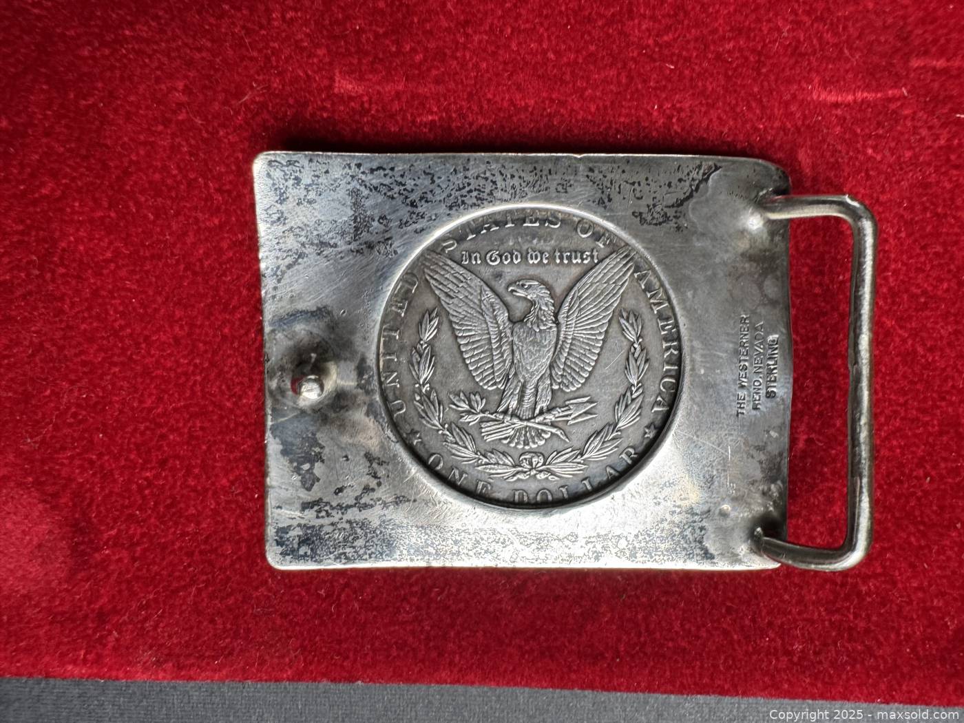 Sterling silver belt buckle with 1889 Morgan Dollar | Maxsold