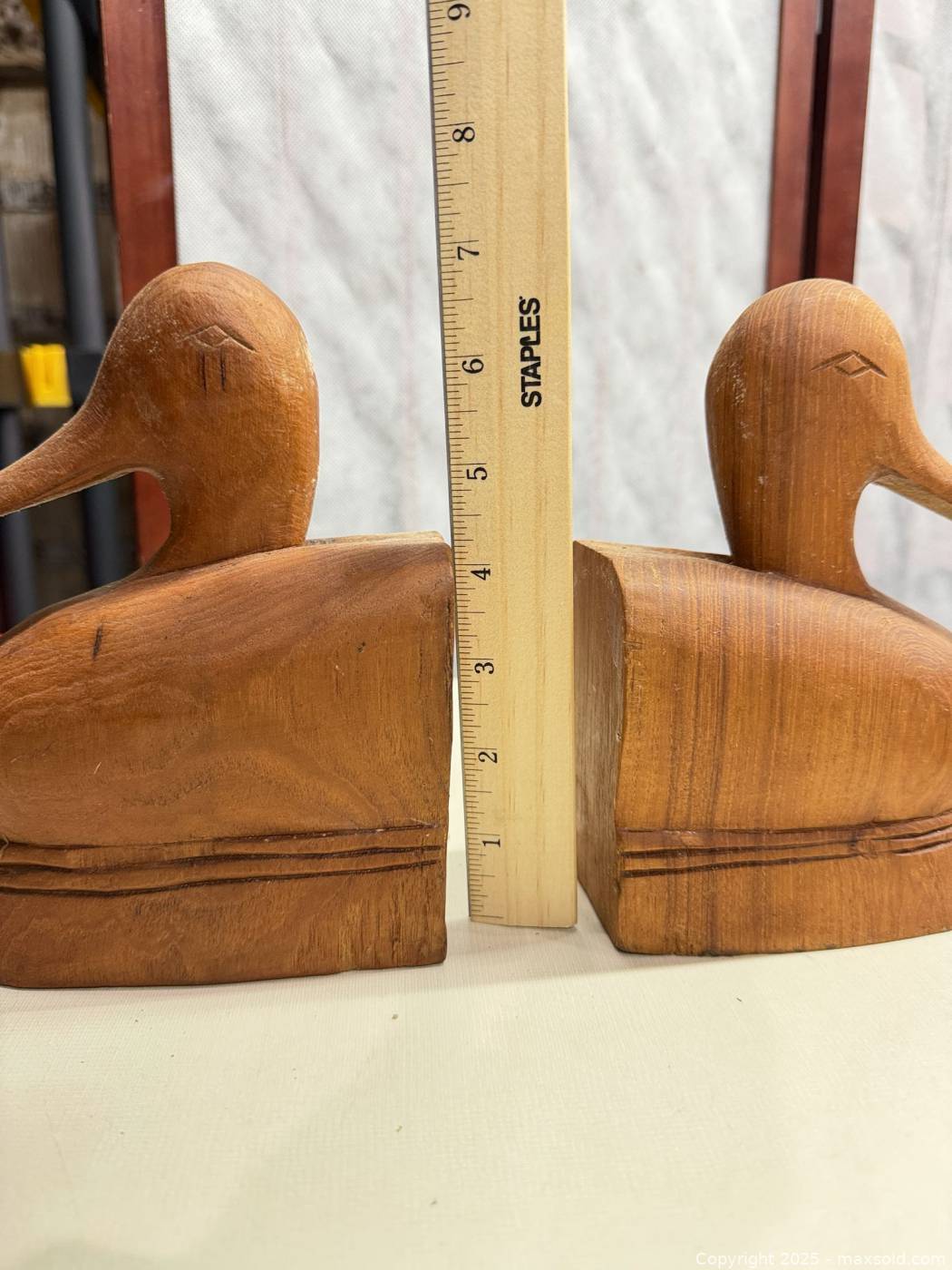 Wooden Duck Bookends, Bowl & Wood Slices | Maxsold