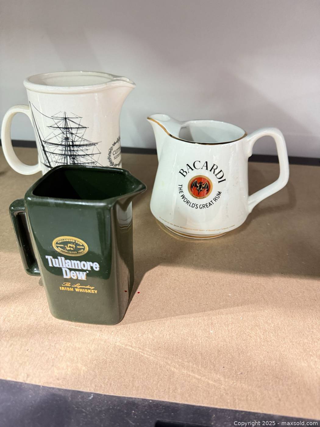 Ceramic Liquor Advertising Pitchers Bacardi Tullamore Dew Cutty Sark ...